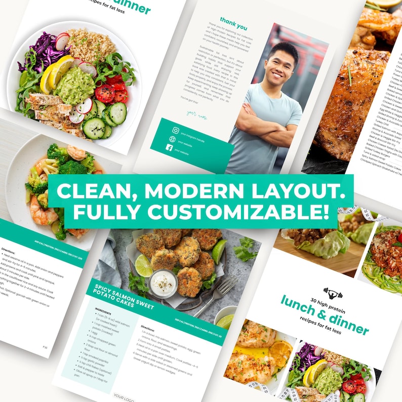 30 High-protein Recipes Editable Canva Template Recipe Ebook Template ...