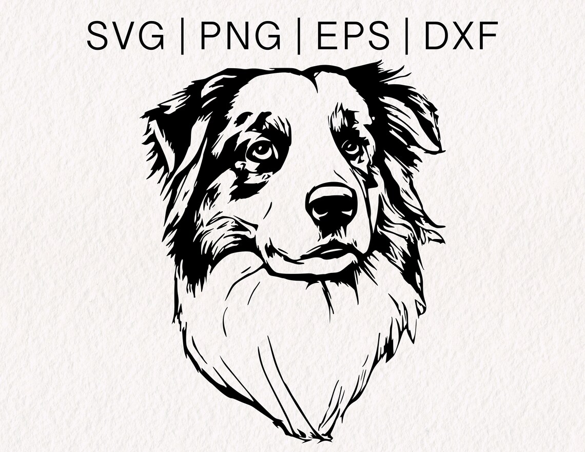 Australian Shepherd SVG Aussie SVG Dog Face Vector - Etsy