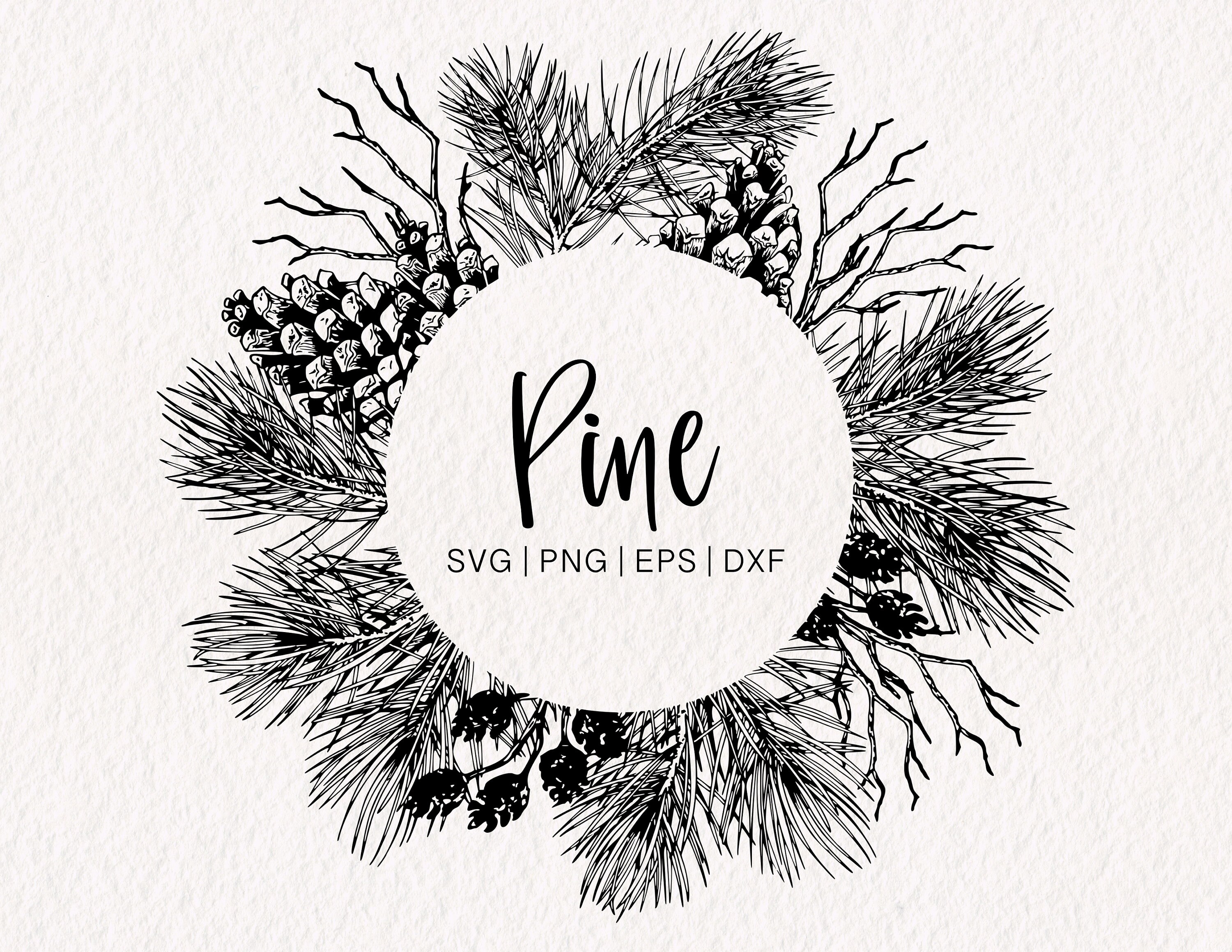 Pine Cone SVG Circle Frame | Pine Cone SVG | Winter Wreath PNG | Pine ...