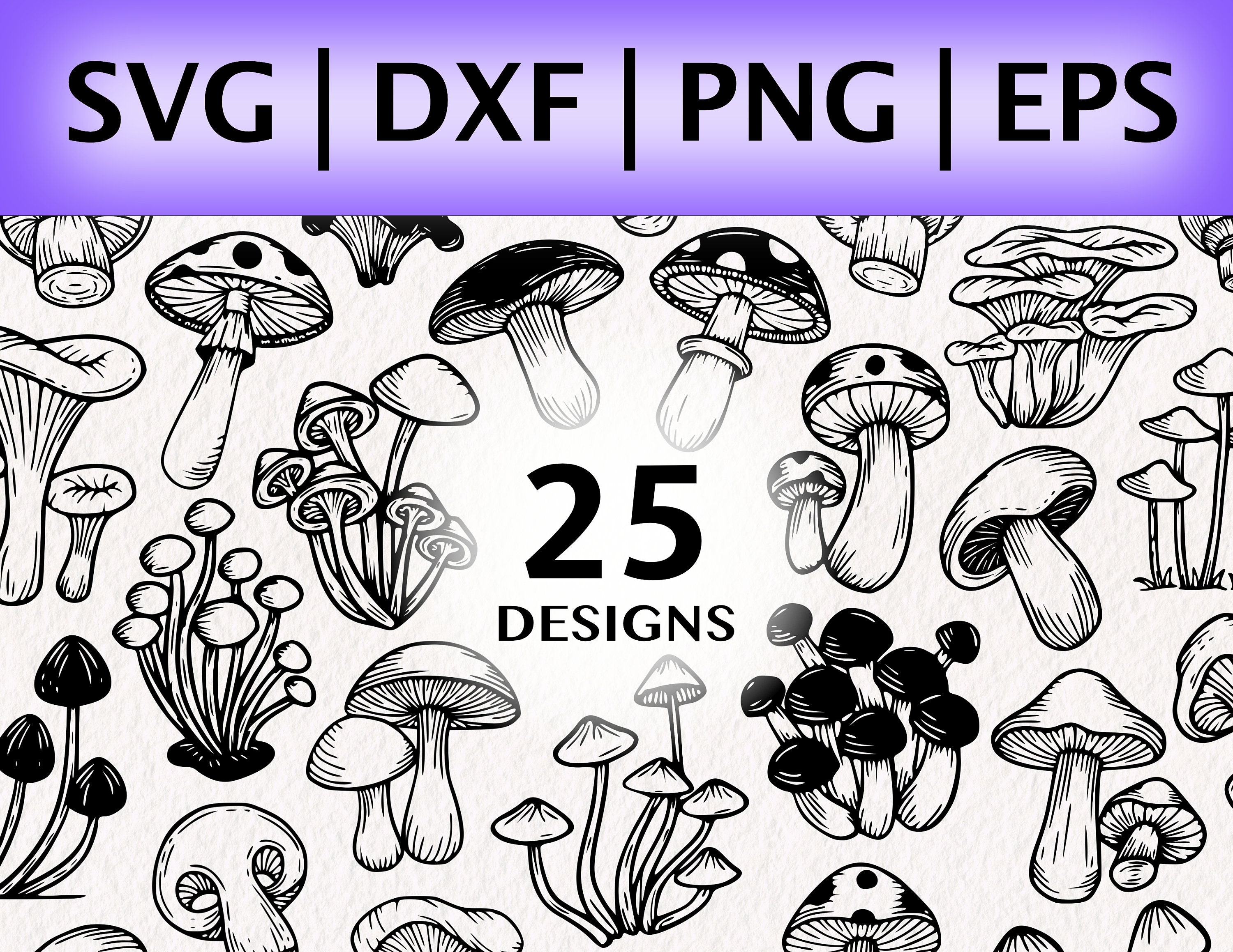 Mushroom SVG Bundle 25 Designs Cottage Core Svg Toadstool Svg Red ...