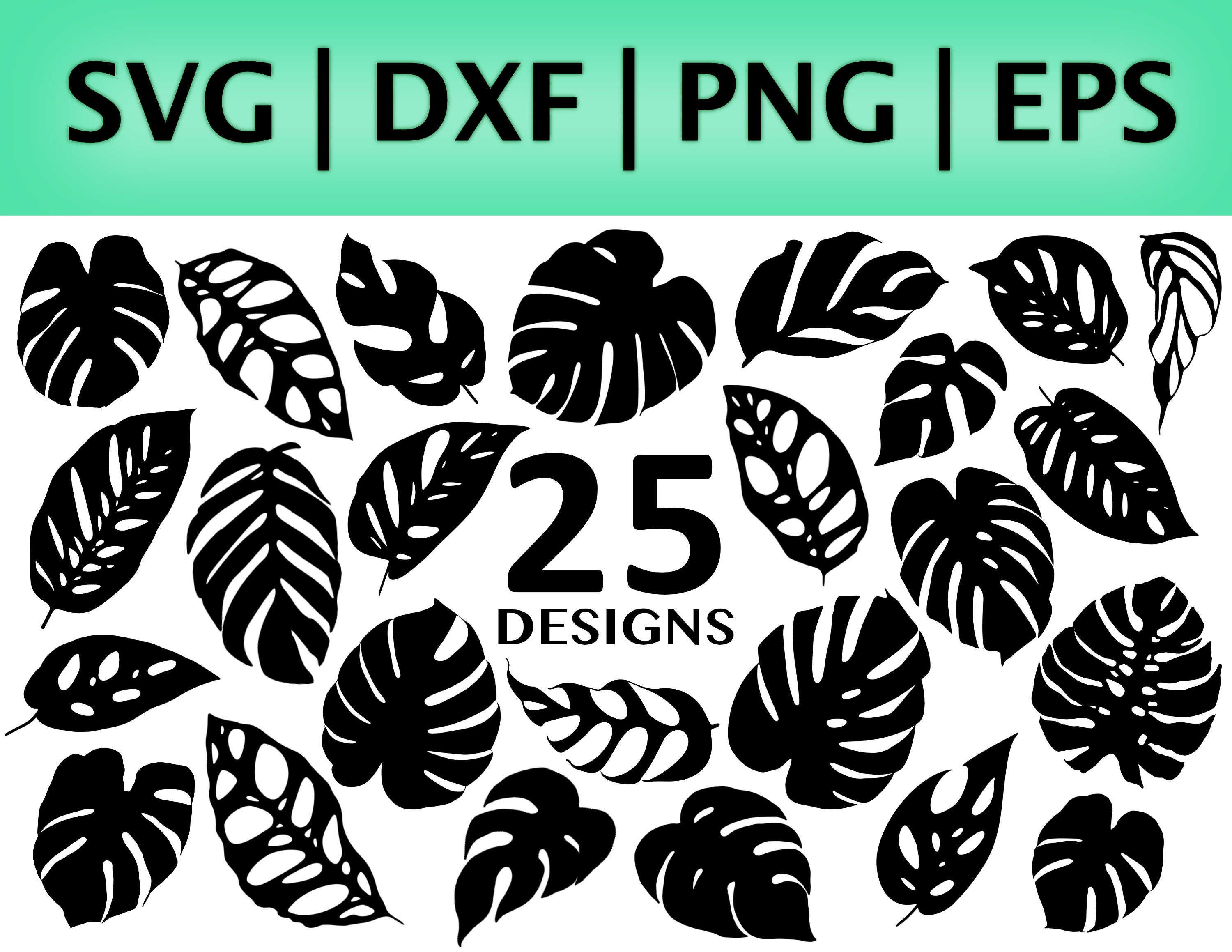 Monstera Leaf SVG Bundle (25 Designs) | Monstera Shirt Svg | Monstera ...