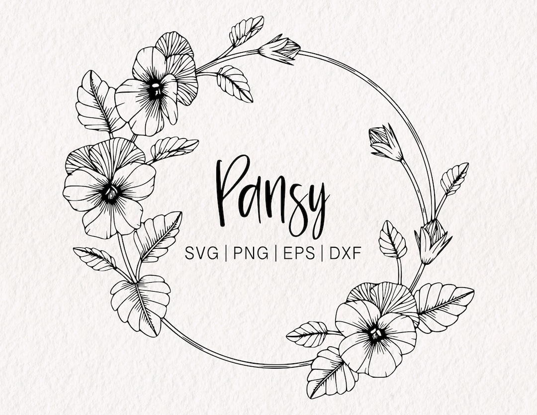 Pansy SVG Frame Floral Outline Svg Flower Corner Svg Round Border Svg ...