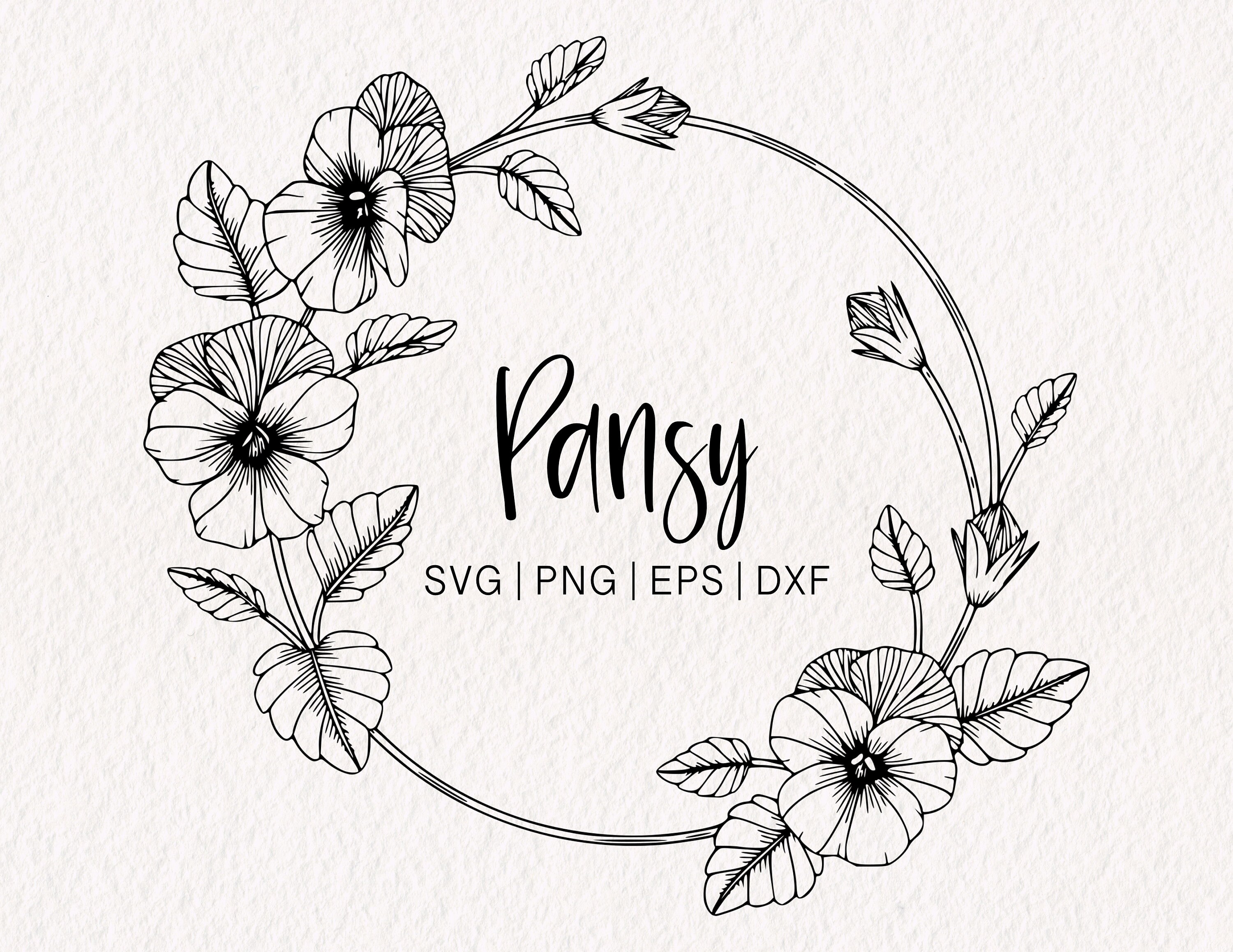 Pansy Svg Frame Floral Outline Svg Flower Corner Svg Round Border Svg