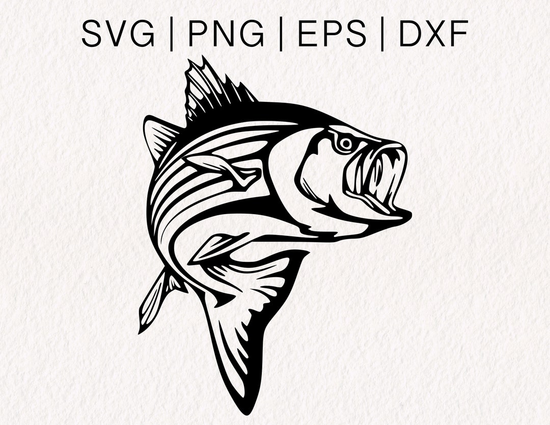 Striped Bass SVG Bass Vector File Large Mouth Bass Gone Fishing Svg - Etsy