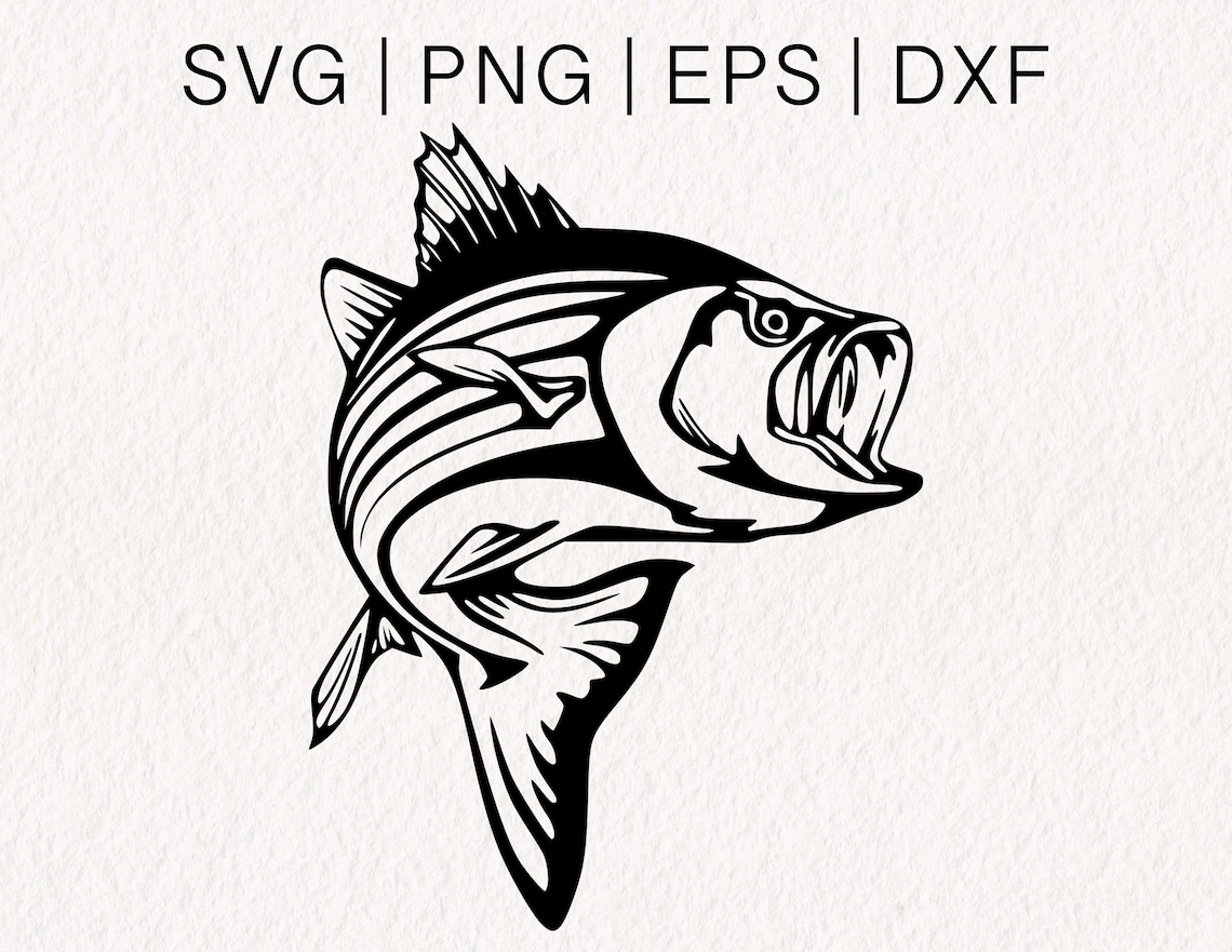 Striped Bass SVG Bass Vector File Large Mouth Bass Gone Fishing Svg - Etsy