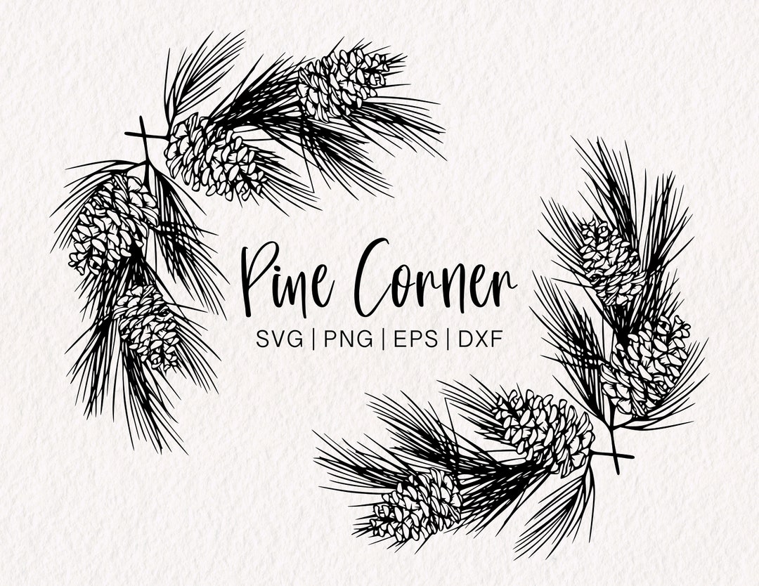 Pine Cone SVG Corner Frame | Pine Cone SVG | Winter Wreath PNG | Pine ...
