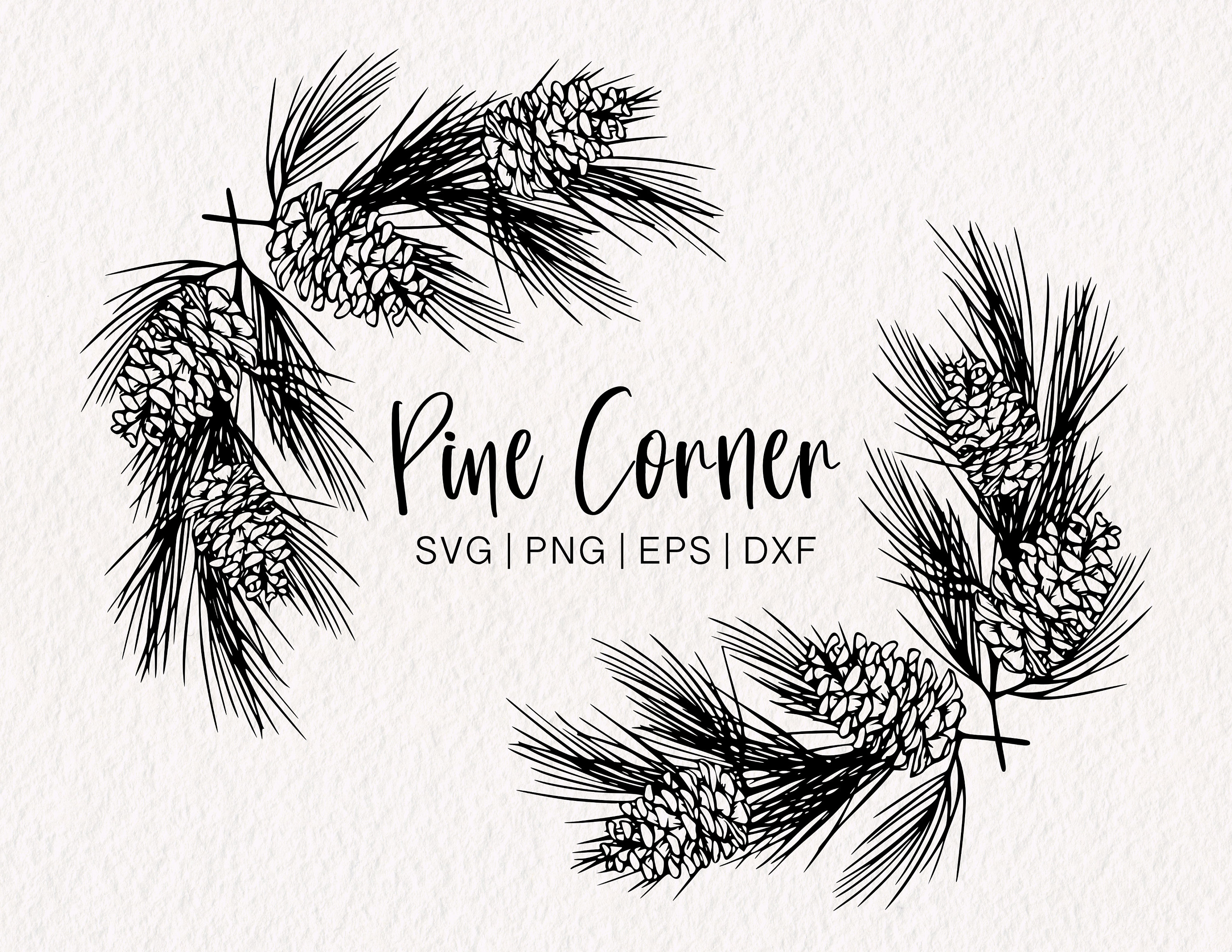 Pine Cone SVG Corner Frame | Pine Cone SVG | Winter Wreath PNG | Pine ...