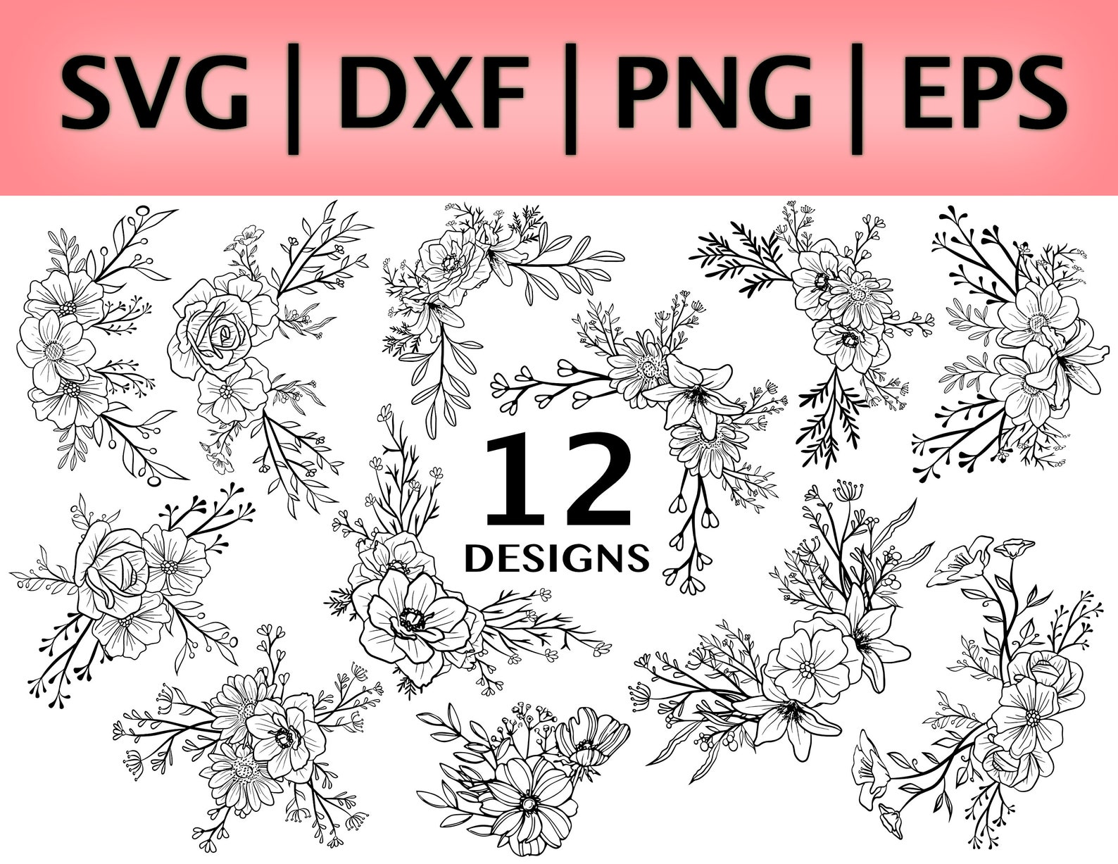 Magnolia SVG Bundle Flower Corner Svg Square Outline Svg - Etsy