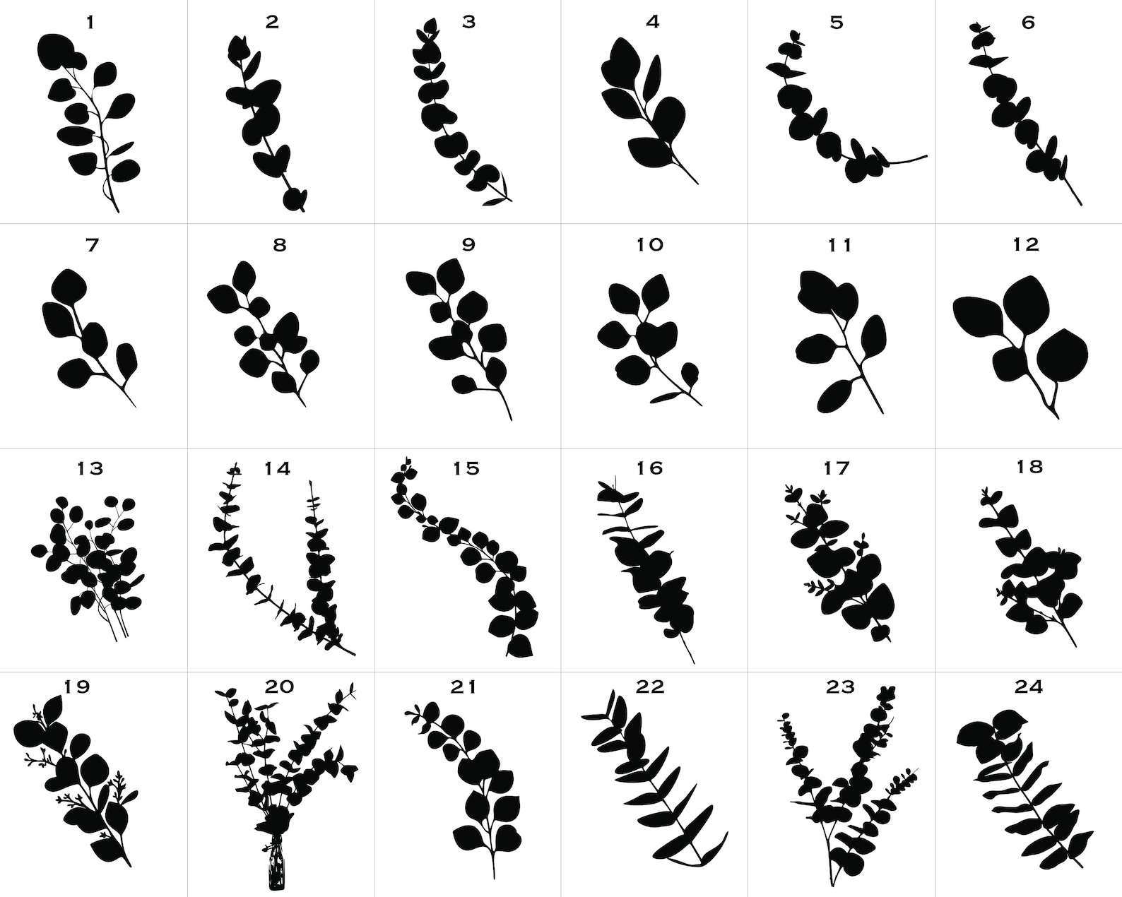Eucalyptus SVG Bundle (24 Designs) Silhouette Cut File | Svg Png Dxf ...