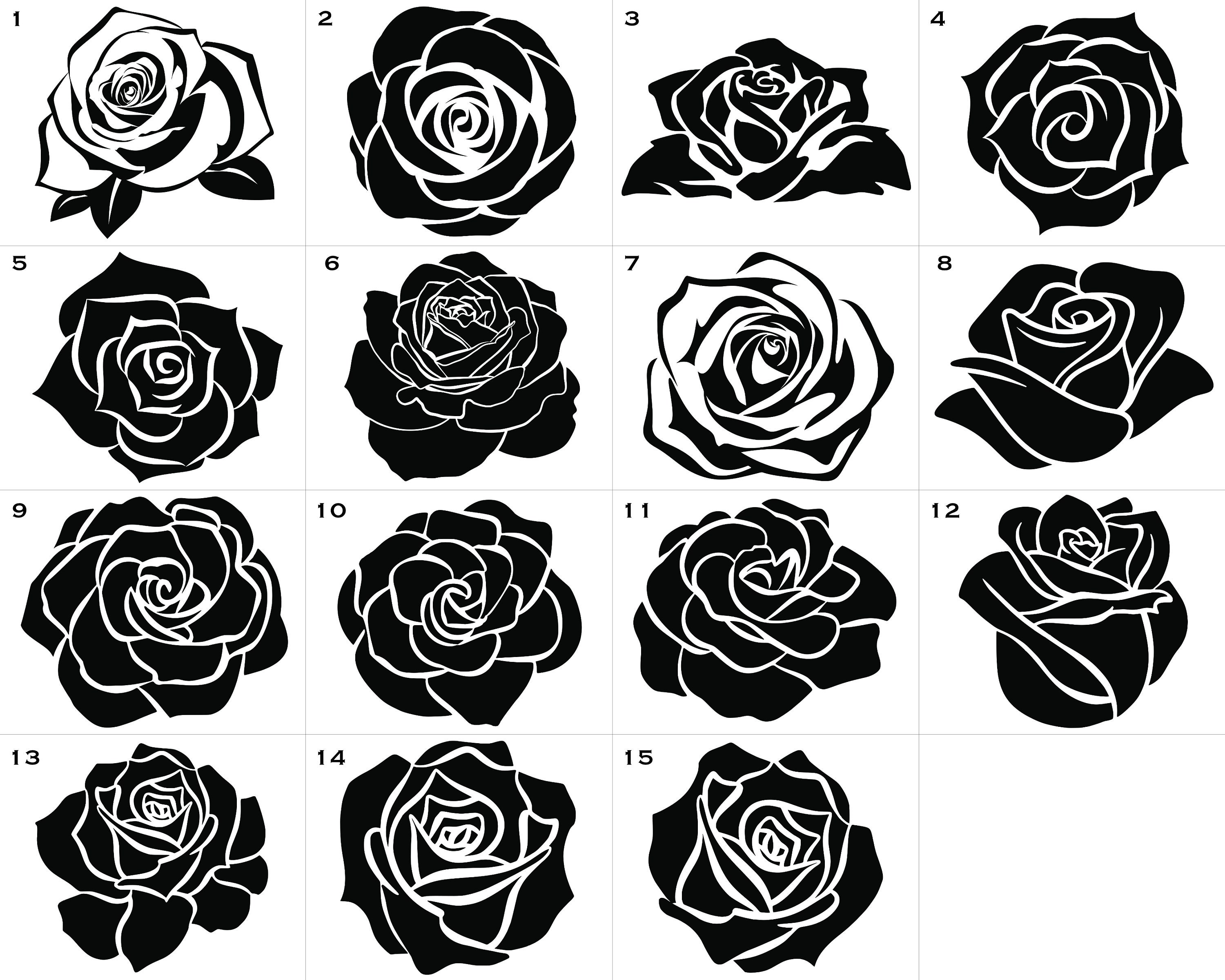 Rose Outline SVG Vector Bundle | Rose Decal Svg | Rose Bud Svg | Rose ...