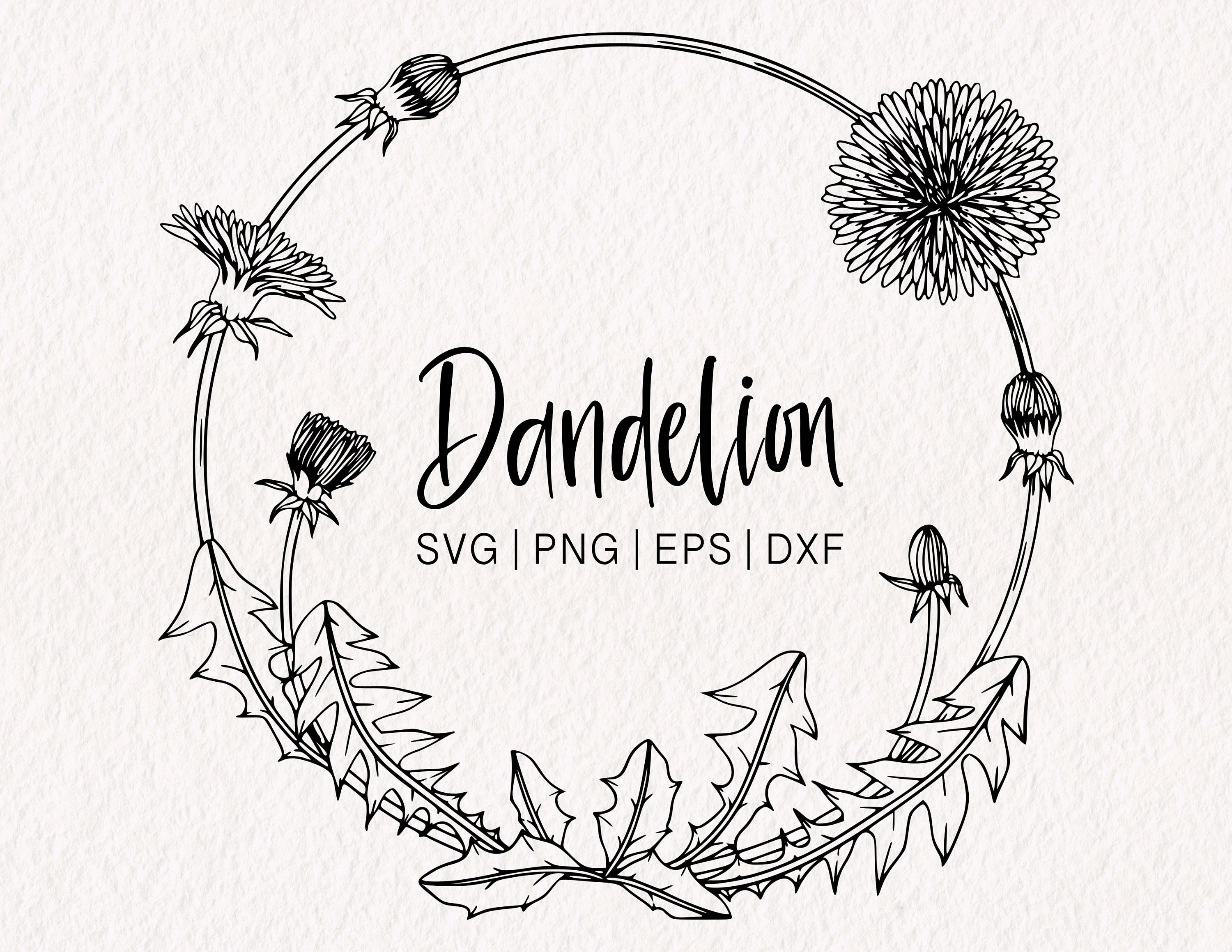 Dandelion SVG Frame Dandelion Heart Svg Flower Corner Svg Round Border ...