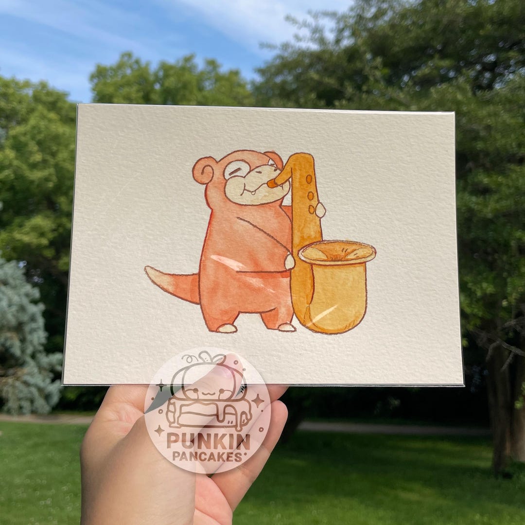 Slowpoke Saxophone Player - Original Watercolor | Pokemon Fan Art ...
