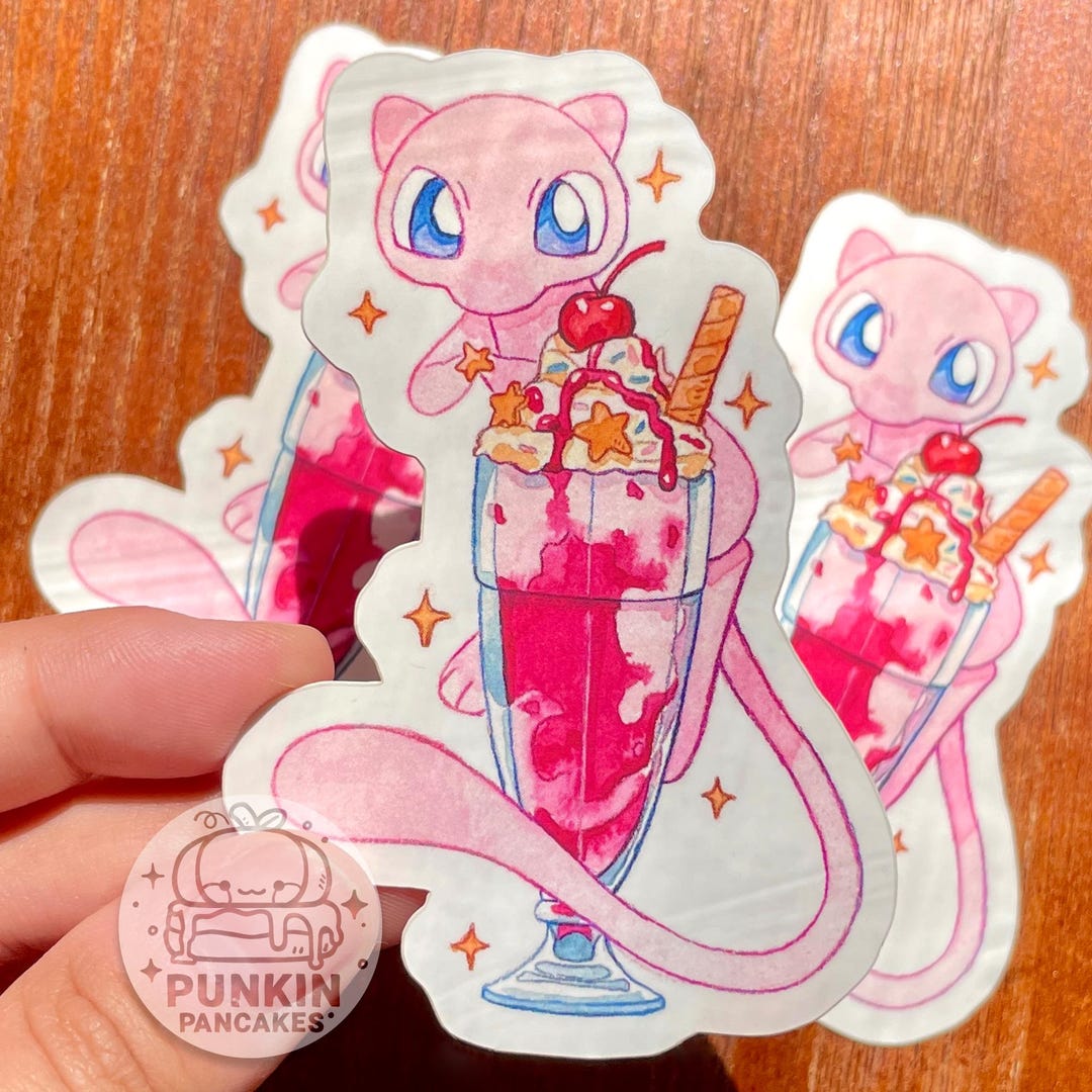 Mew Milkshake Sticker | Cute Pokemon Sticker | Laptop, Water Bottle ...