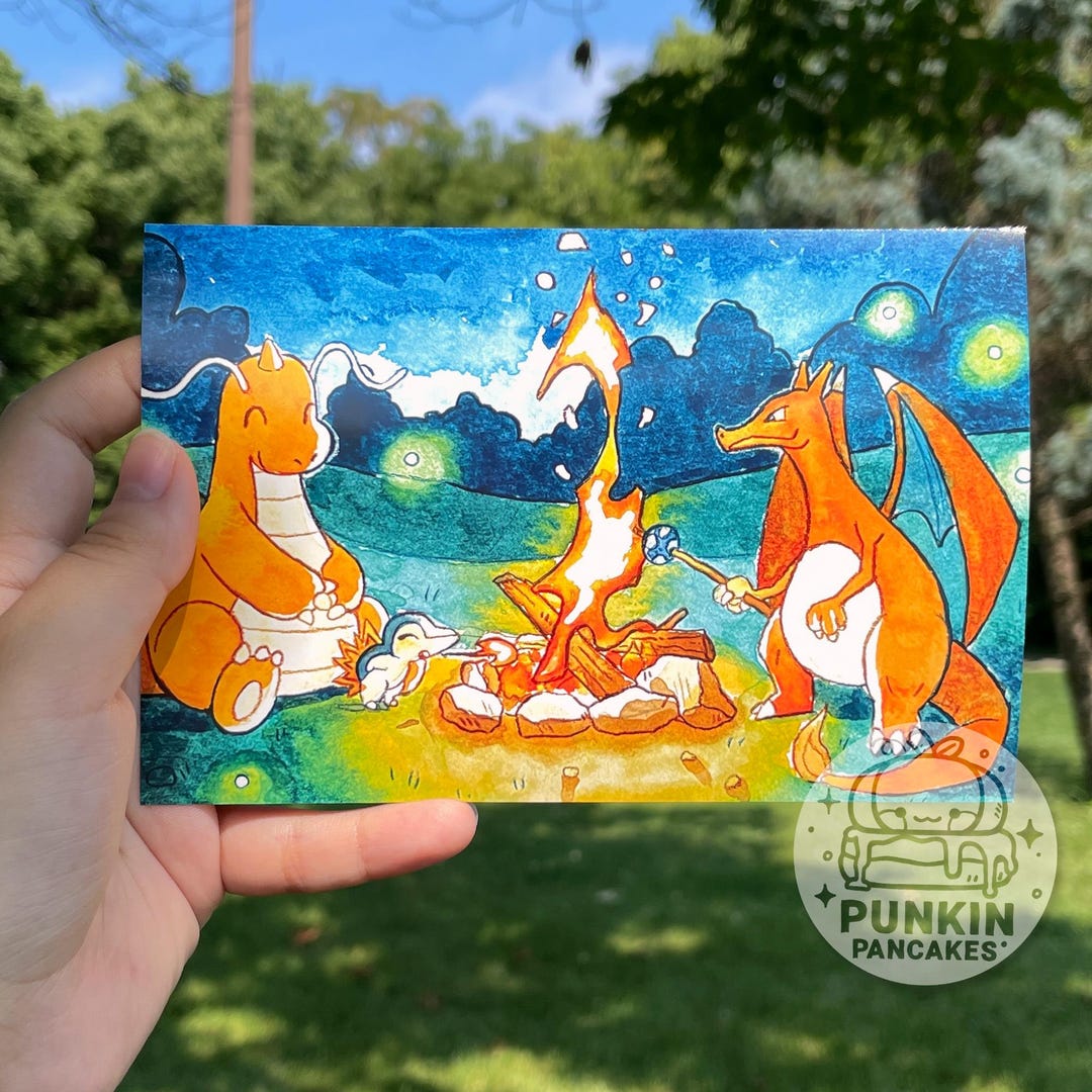 Bonfire Print 4 X 6 Inches | Pokemon Fan Art, Watercolor Print, Cute ...