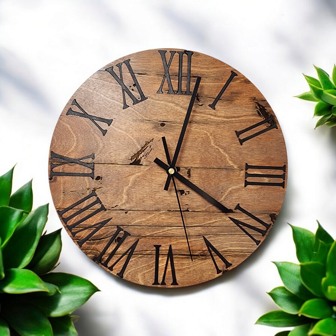 Rustic Farmhouse Clock 12 in Wood Clock Log Cabin Clock Plantation Home ...