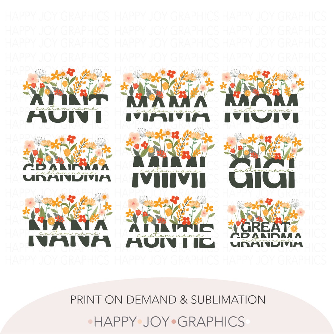 Customizable Grandma Bundle PNG Templates Split Name Png Custom Mimi ...