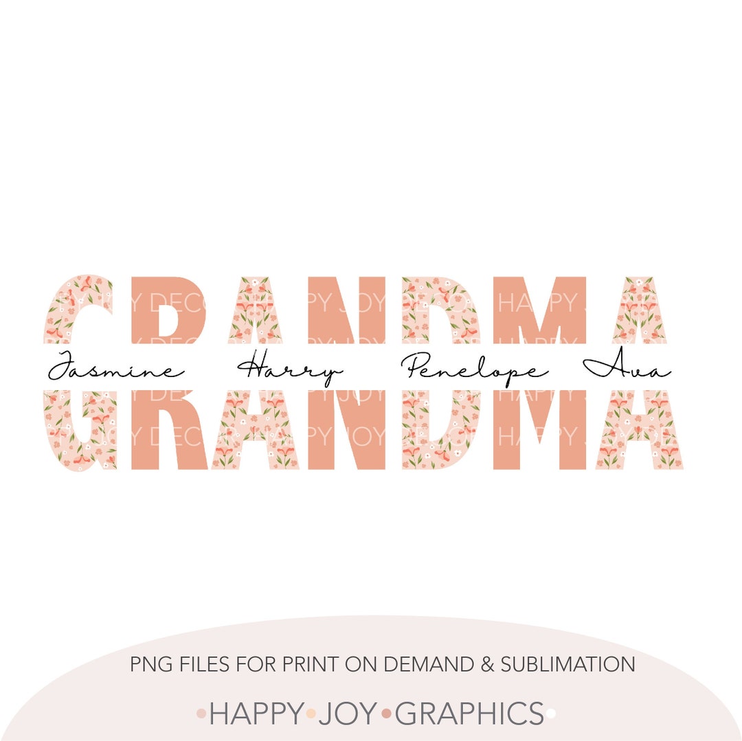 Customizable Grandma Png Template, Custom Png Design, Floral Grandma ...