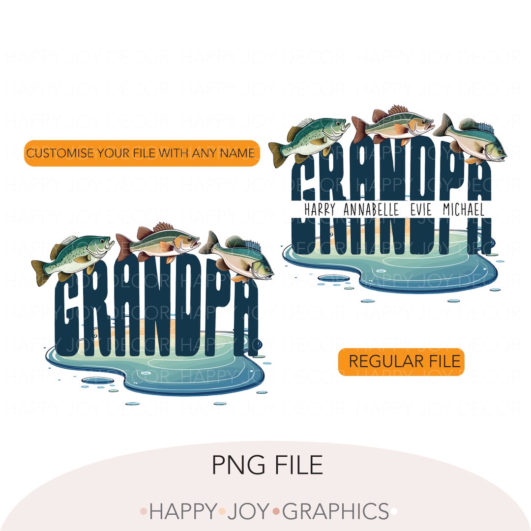 Customizable Grandpa Png Bass Fishing Png Custom Grandpa Split Name Png ...
