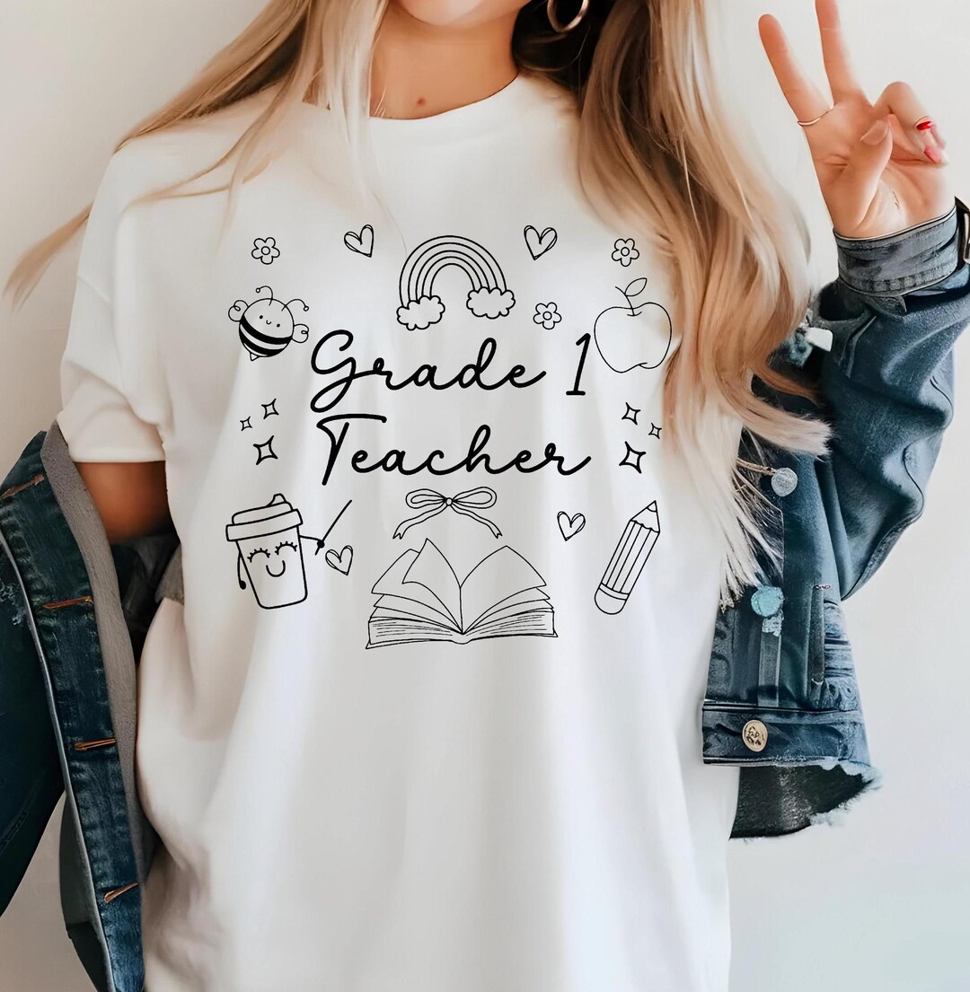 Grade 1 Teacher Svg 1st Grade Svg 1st Hello 1st Grade 1 Shirt Coquette ...