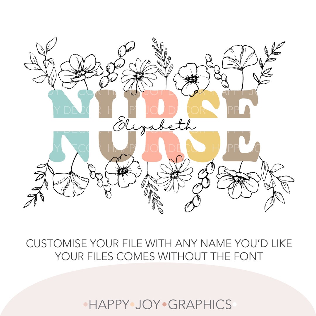 Customizable Nurse Line Floral PNG Template, NICU, Pediatric Nurse, ER ...