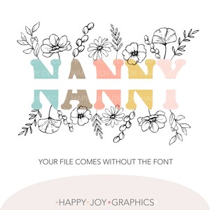 Customizable Nanny Floral PNG Templates, Nanny Floral Line Art Boho ...