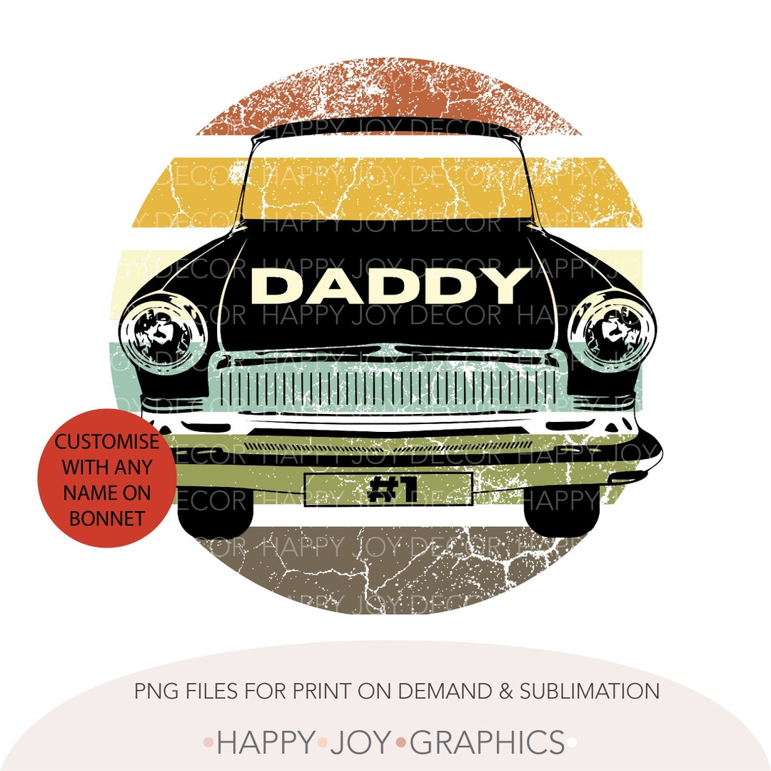 Customizable Dad Png Template, Retro Dad, Retro Car Png, Vintage Car ...