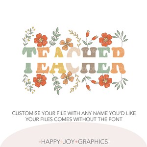 Customizable Teacher Png Template Custom Teacher Name Png Fall Floral ...