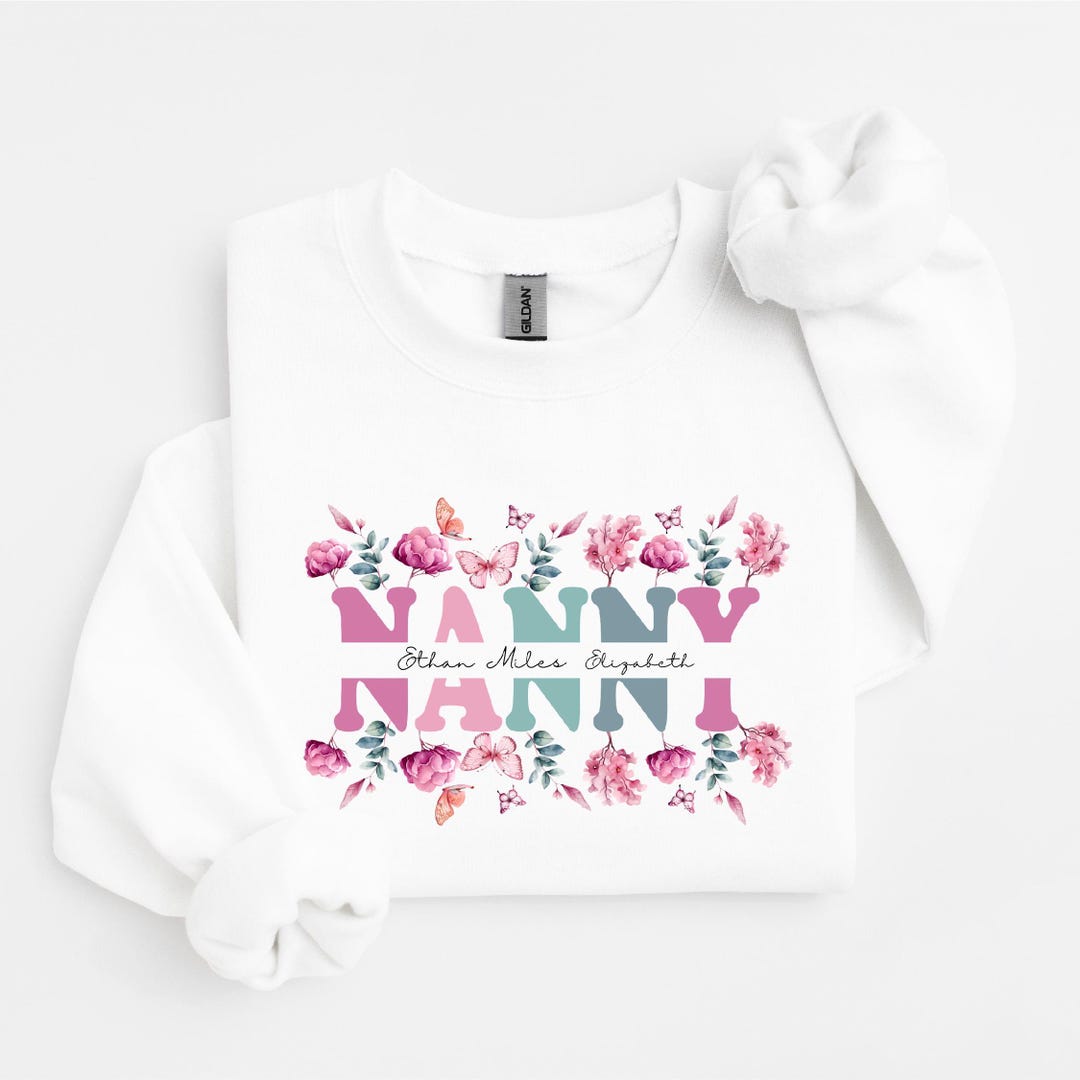 Customizable Nanny Pink Floral Png Template for Grandkids Names Nanny ...