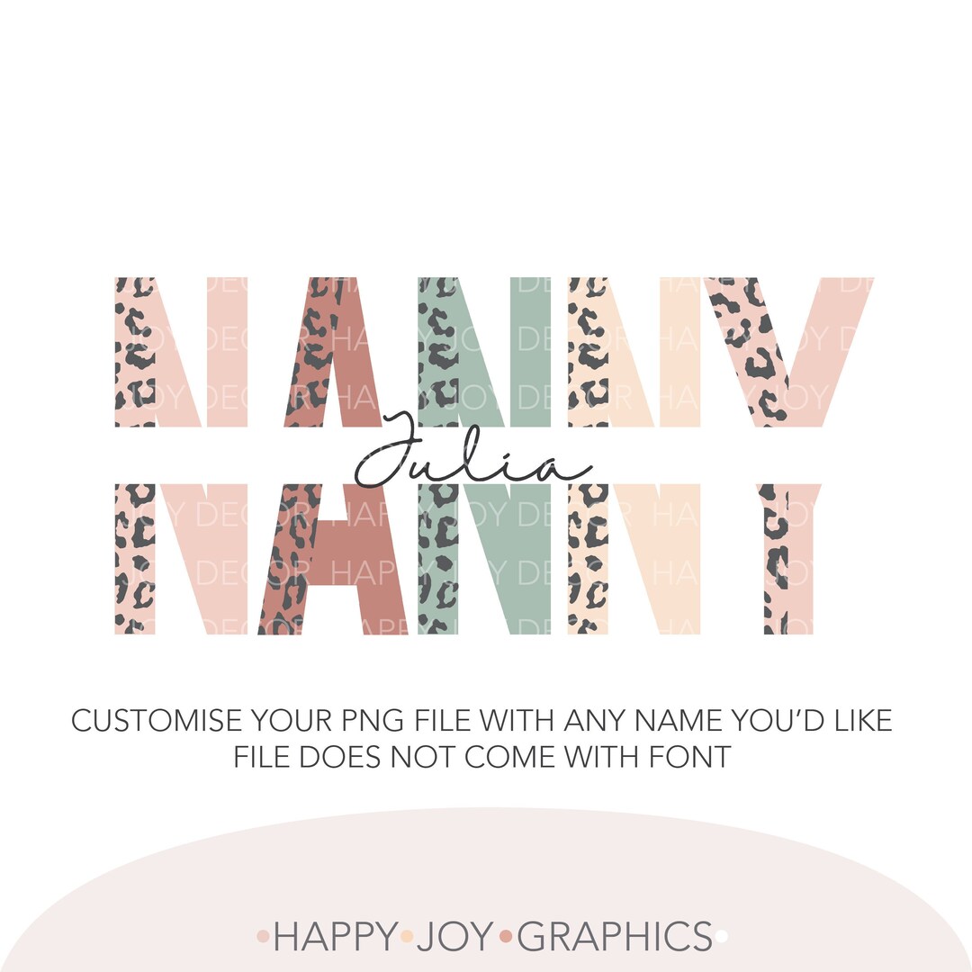 Customizable Nanny PNG Templates, Split Name Png, Custom Leopard Nanny ...