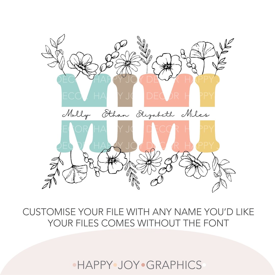 Customizable Mimi PNG Templates, Mimi Shirt Png, Floral Line Art ...