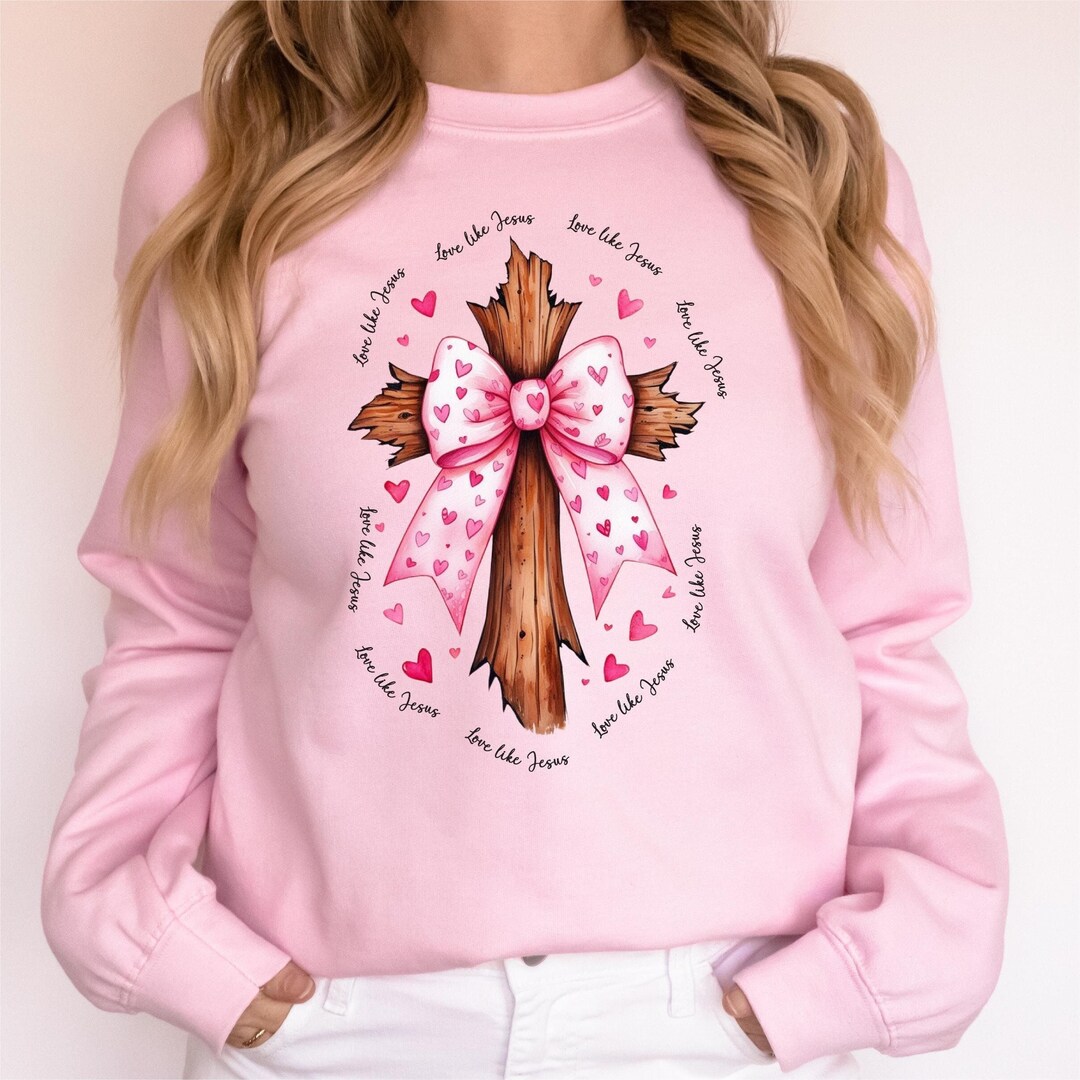 Coquette Pink Love Like Jesus Png Coquette Cross Png Faith Cross Png ...