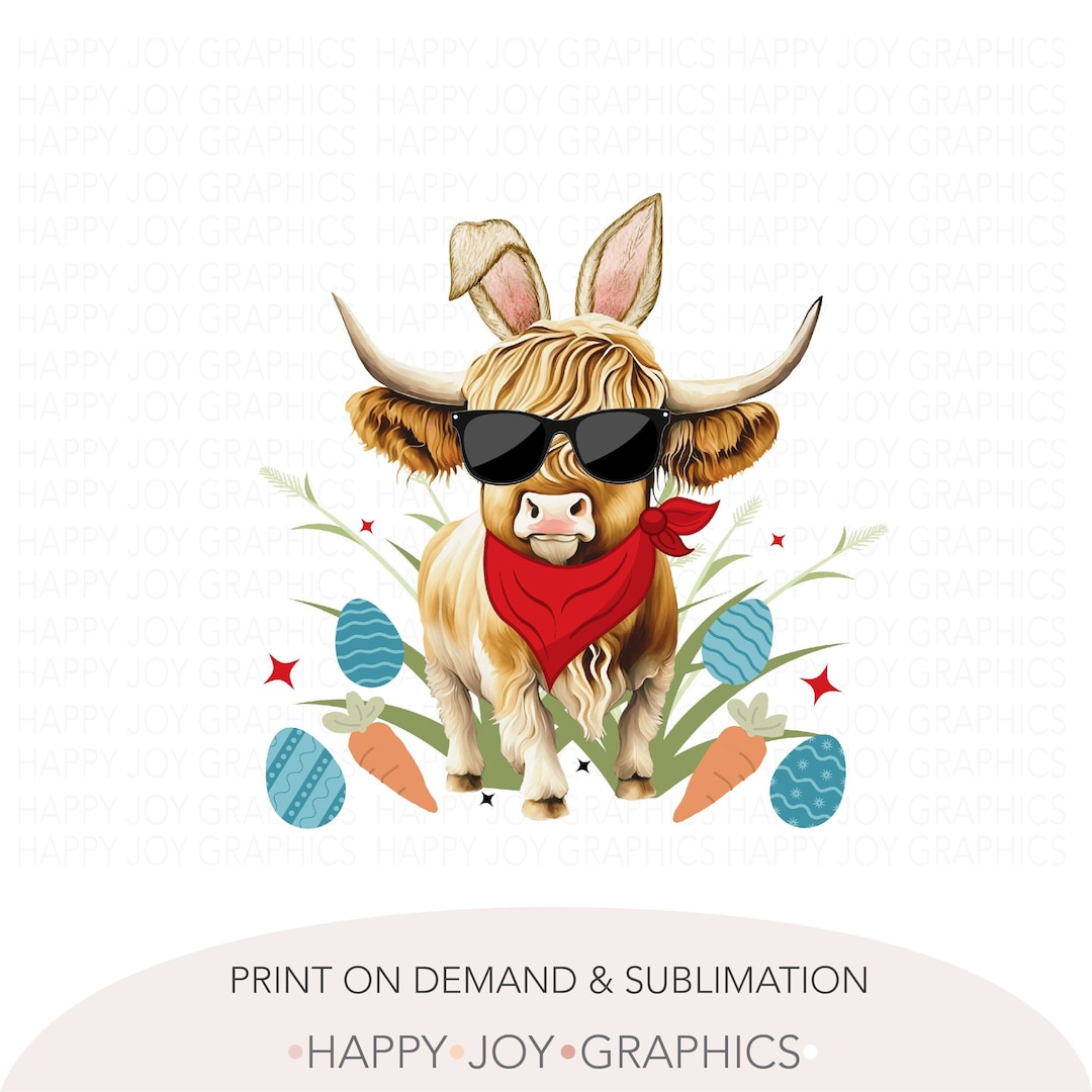 Easter Highland Cow Svg Star Svg Western Easter Png Easter Bunny Ears ...