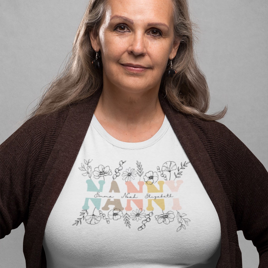 Customizable Nanny Floral PNG Templates Nanny Floral Line Art - Etsy