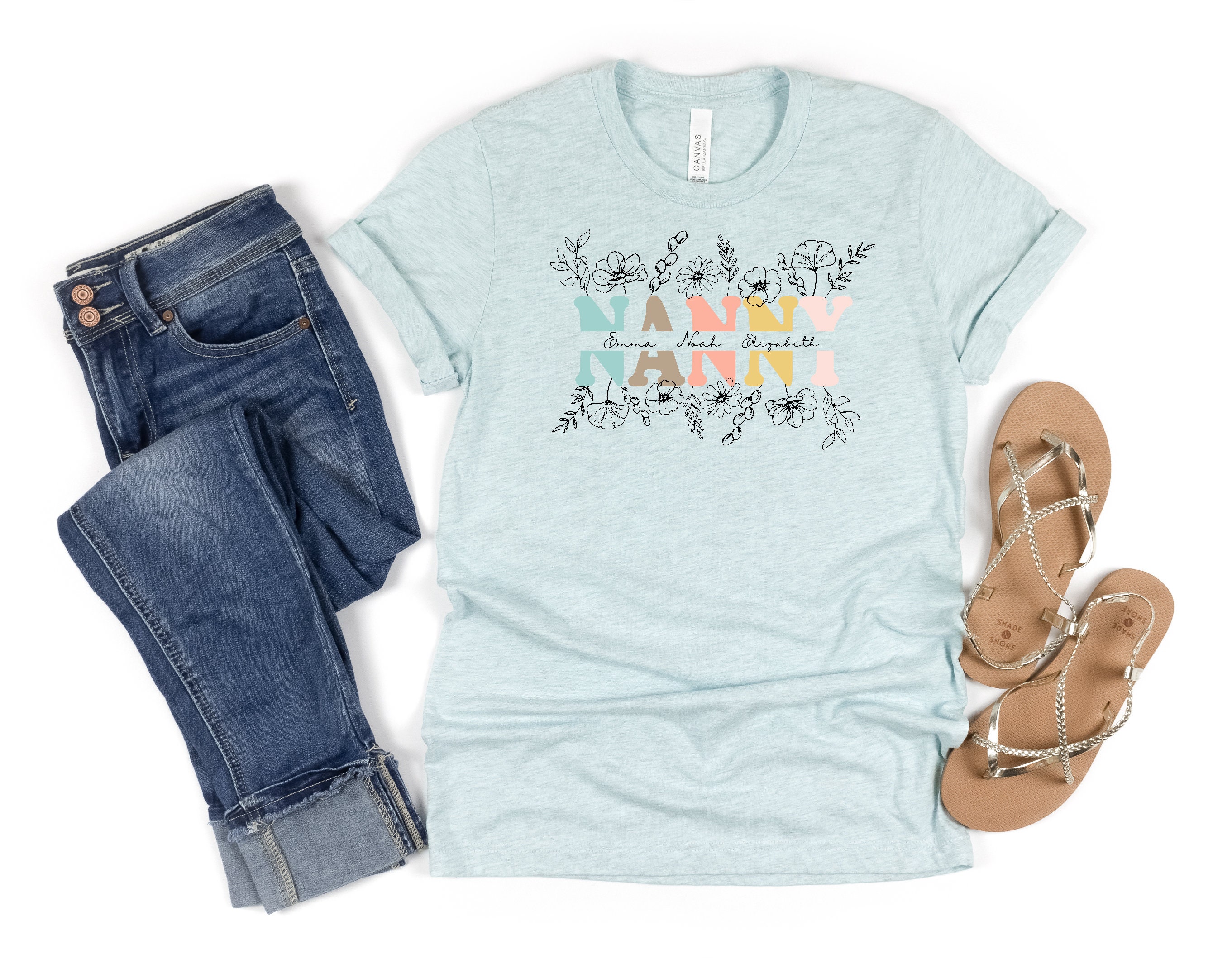 Customizable Nanny Floral PNG Templates Nanny Floral Line Art - Etsy