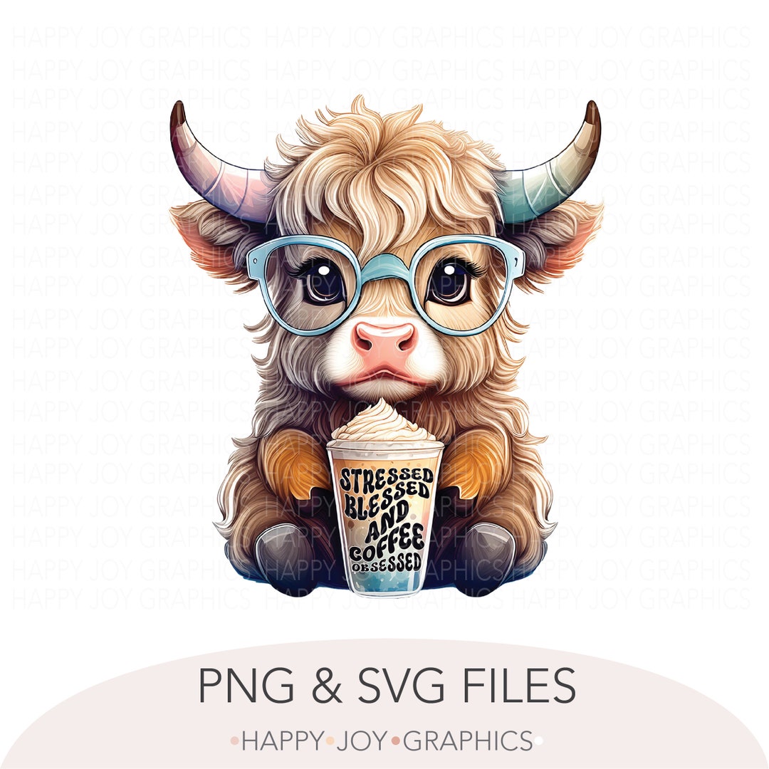 Highland Cow Png Highland Cow and Coffee Png Iced Coffee Shirt Funny ...