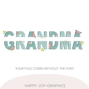 Customizable Grandma Green Floral PNG Templates, Butterfly Png, Flowers ...