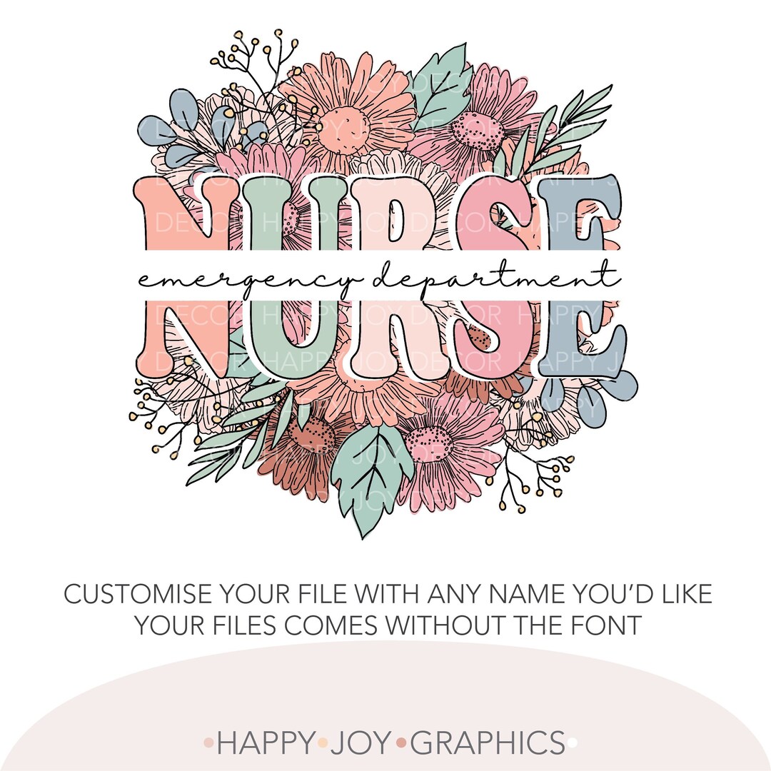 Customizable Boho Floral Nurse Bouquet Png Sublimation, Split Name Png ...