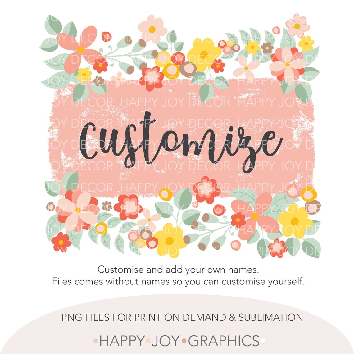Customizable PNG Templates Custom Floral Png Sublimation - Etsy