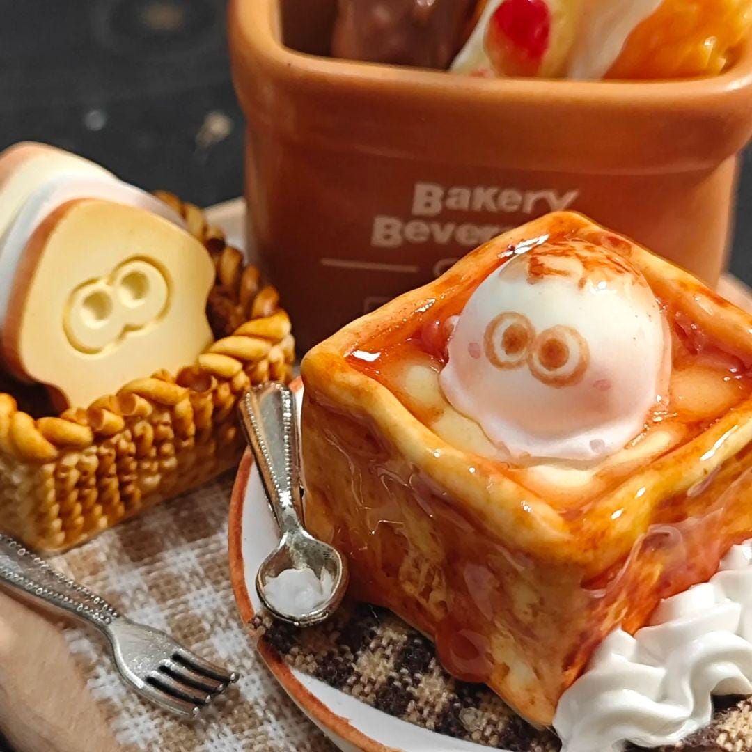 Handmade Splatoon-inspired Miniature Food Squid and Octopus Toast Combo ...