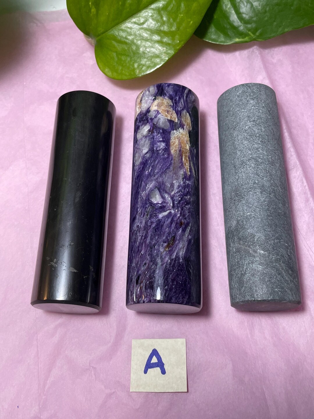 Charoite, Shungite & Soapstone, Set of 3 Harmonizers (4" Cylinders) - Etsy