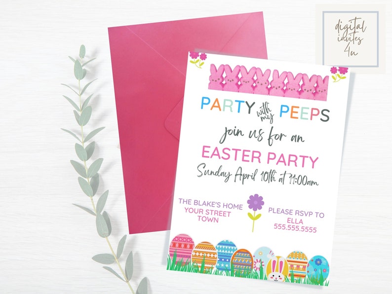 Easter Invitation Easter Egg Hunt Party With My Peeps Egg - Etsy