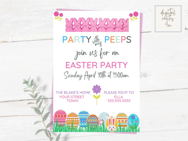 Easter Invitation Easter Egg Hunt Party With My Peeps Egg - Etsy