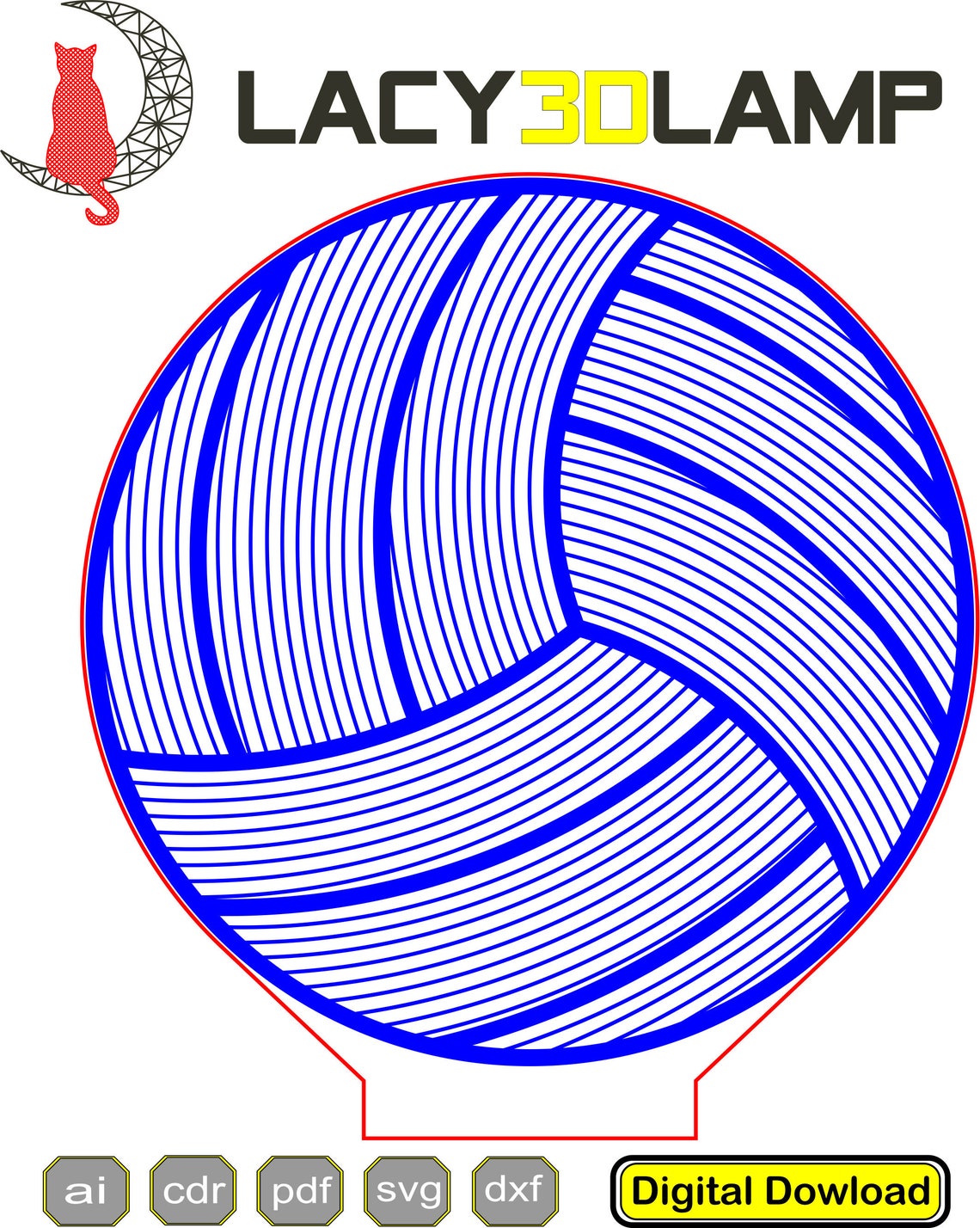 Volleyball 3D Lamp File, Plan for Cnc Laser Engraving - Etsy
