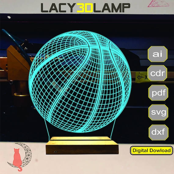 Basketball 3D Lamp File Plan for Cnc Laser Engraving - Etsy