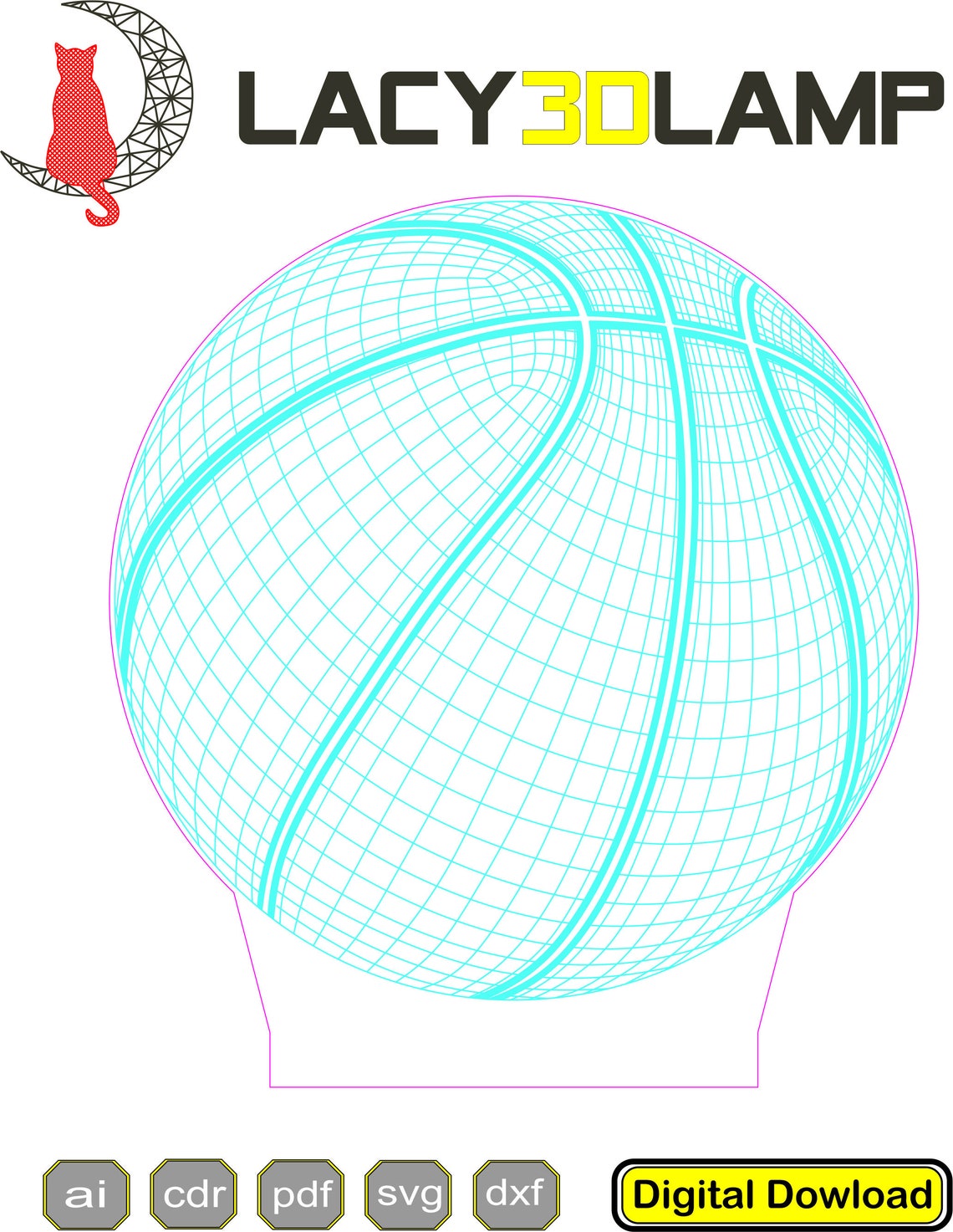 Basketball 3D Lamp File, Plan for Cnc Laser Engraving - Etsy