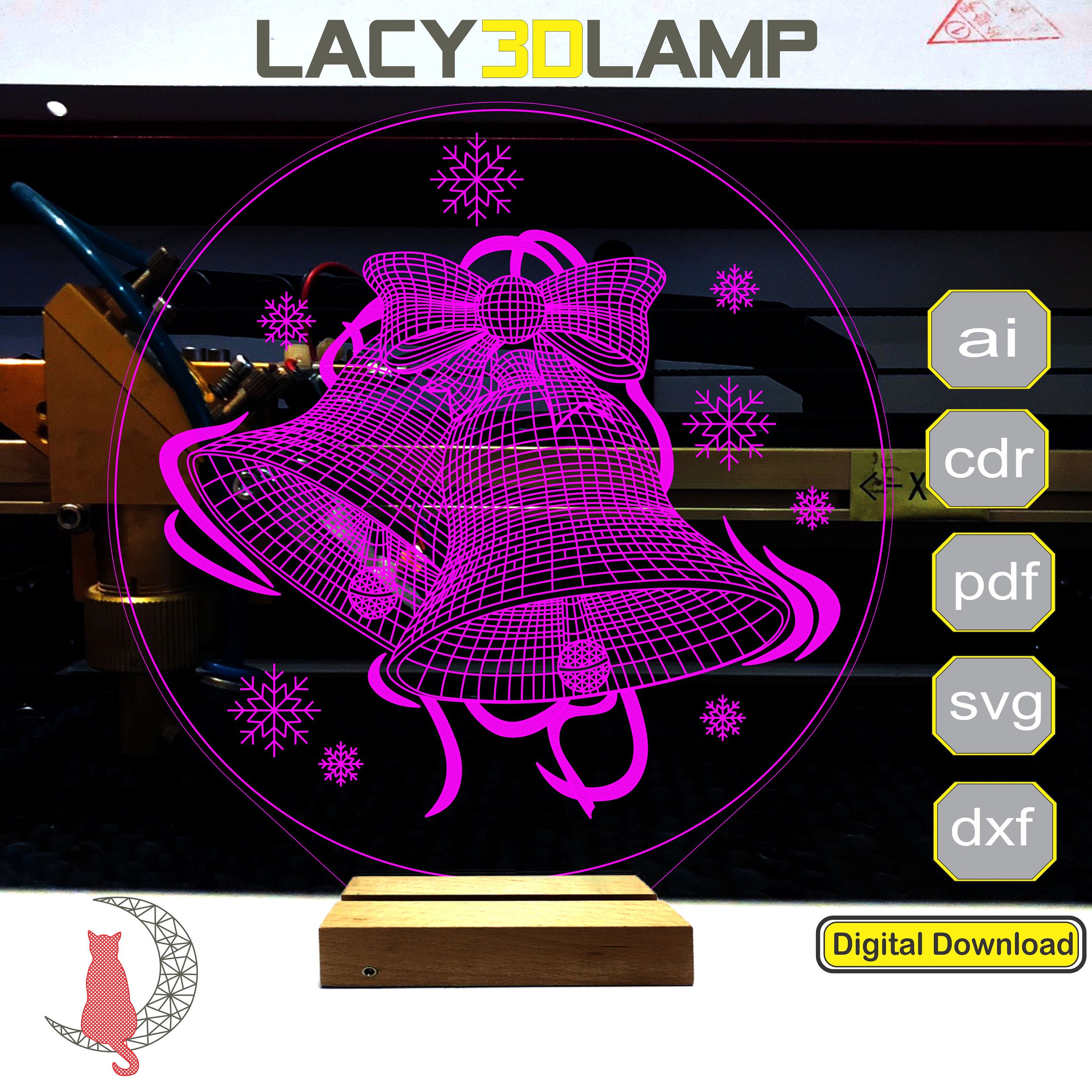 Bells 3D Lamp File Plan for Cnc Laser Engraving 3D Night - Etsy