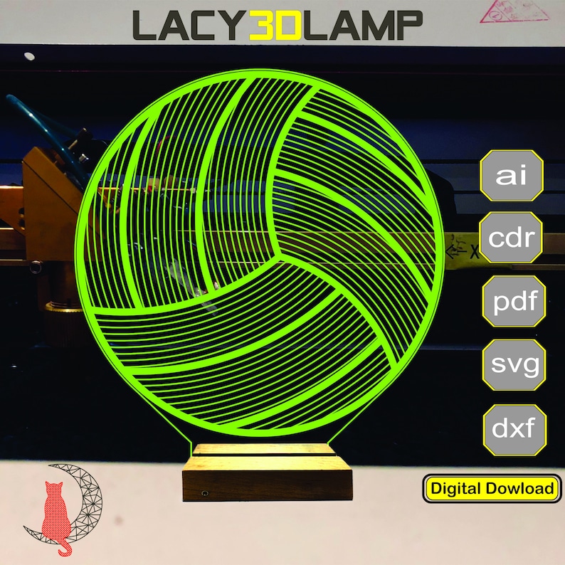 Volleyball 3D Lamp File, Plan for Cnc Laser Engraving - Etsy