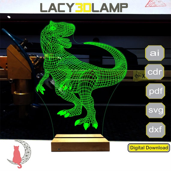 Raptor Dinosaur 3D Lamp File Plan for Cnc Laser Engraving 3D - Etsy