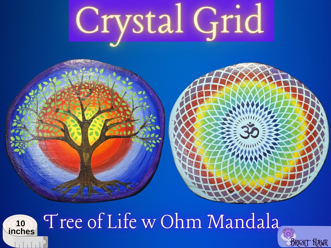 Tree of Life, Ohm Mandala, Crystal Grid Handmade Woodcut Mandala ...