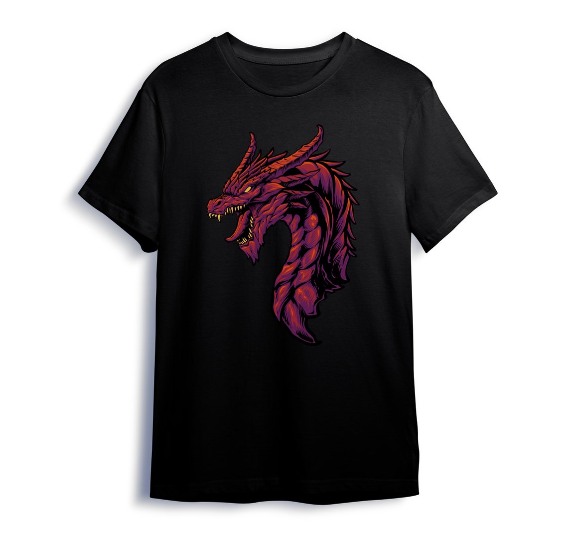 Red Dragon Head Tshirt Firedrake Head Dragon Tee - Etsy